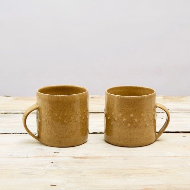 Pale Mustard Stoneware Mugs - elizabethrenton.co.uk